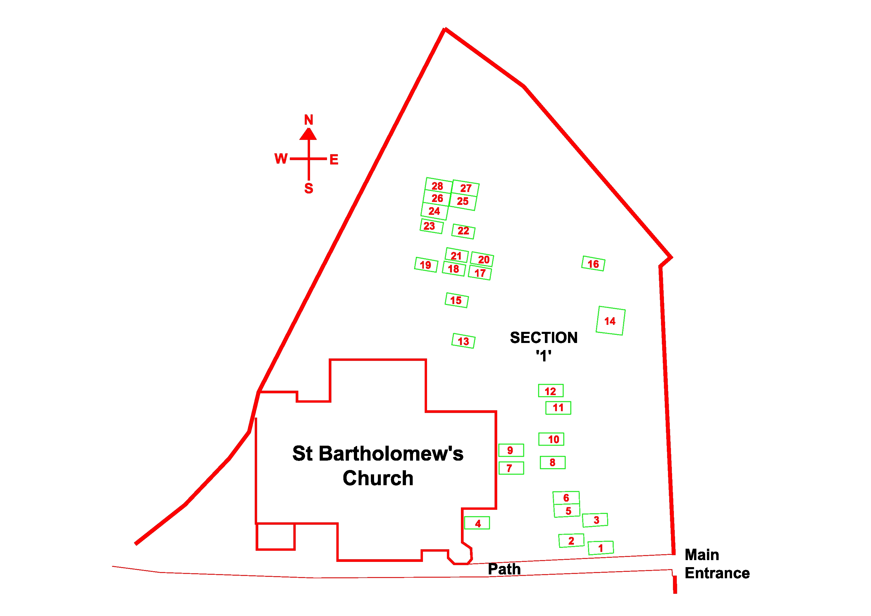 St Bartholemew's Church Graveyard Plan